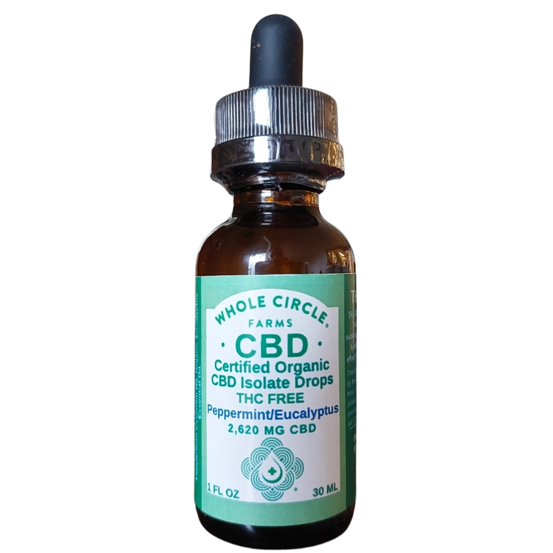 THC-Free CBD Isolate Drops | Peppermint Eucalyptus | Whole Circle Farms